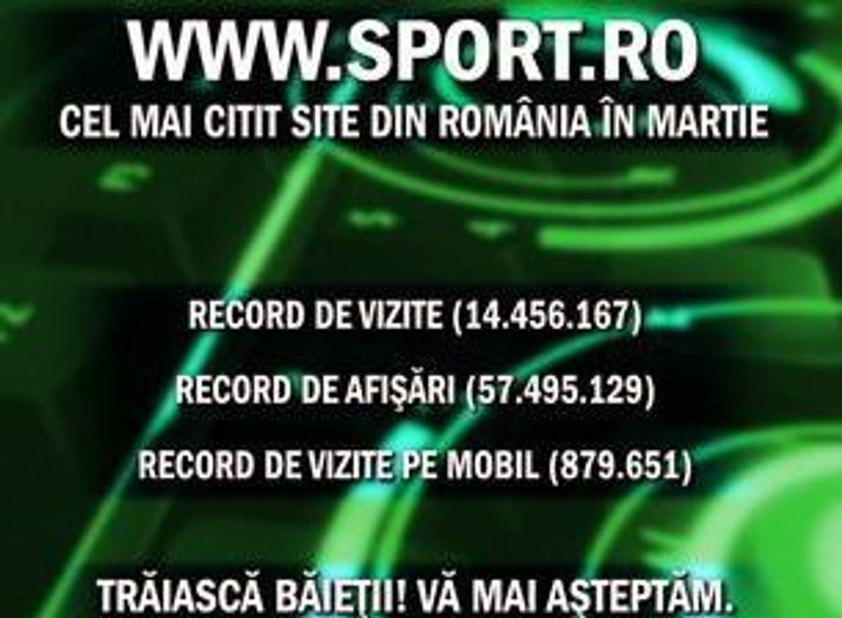 Inca 3 recorduri doborite! www.sport.ro, cel mai citit site de continut ...