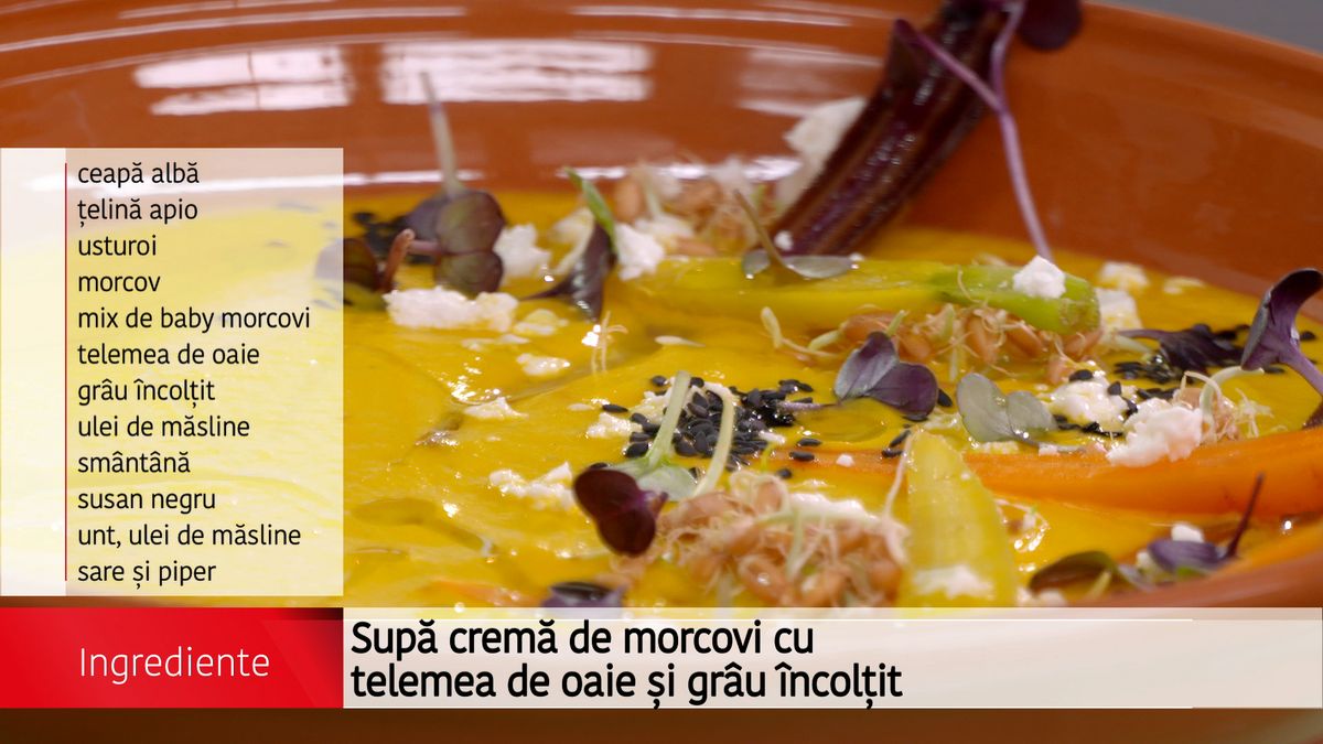Supa crema de morcovi cu telemea de oaie si grau incoltit | Scene si ...