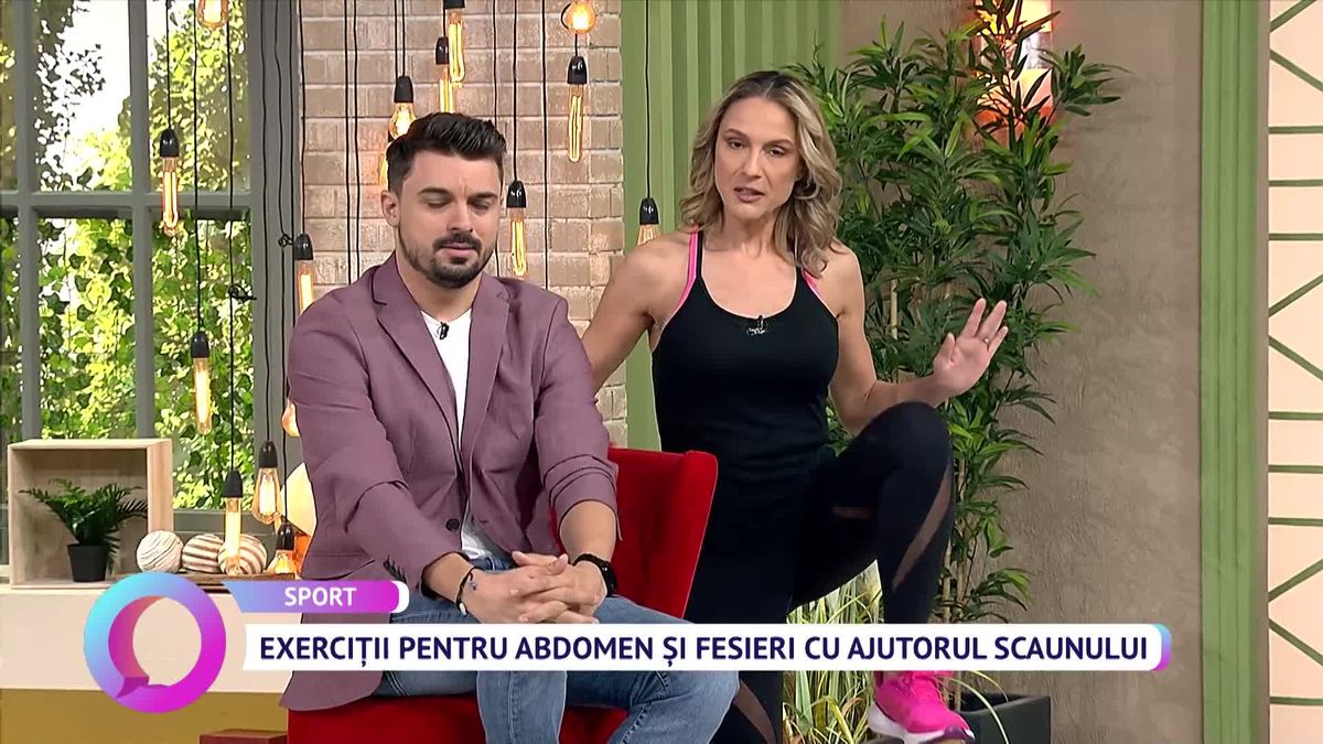 Exerciții pentru abdomen și fesieri cu ajutorul scaunului | Scene si ...